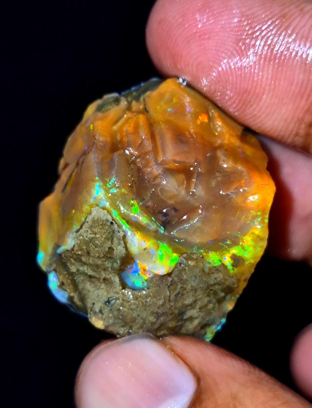 61.ct Opal Rough: Rainbow Fire Patterns Iridescent Stone - Etsy