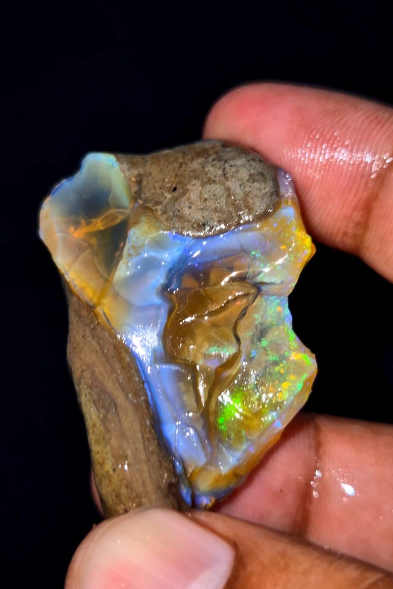 89 Ct Opal Rough: Rainbow Fire Patterns Iridescent Stone Top Grade ...