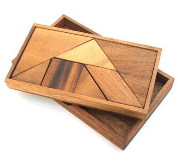Rectangular Tangram in Box Wooden Tangrams Wooden Jigsaws | Etsy