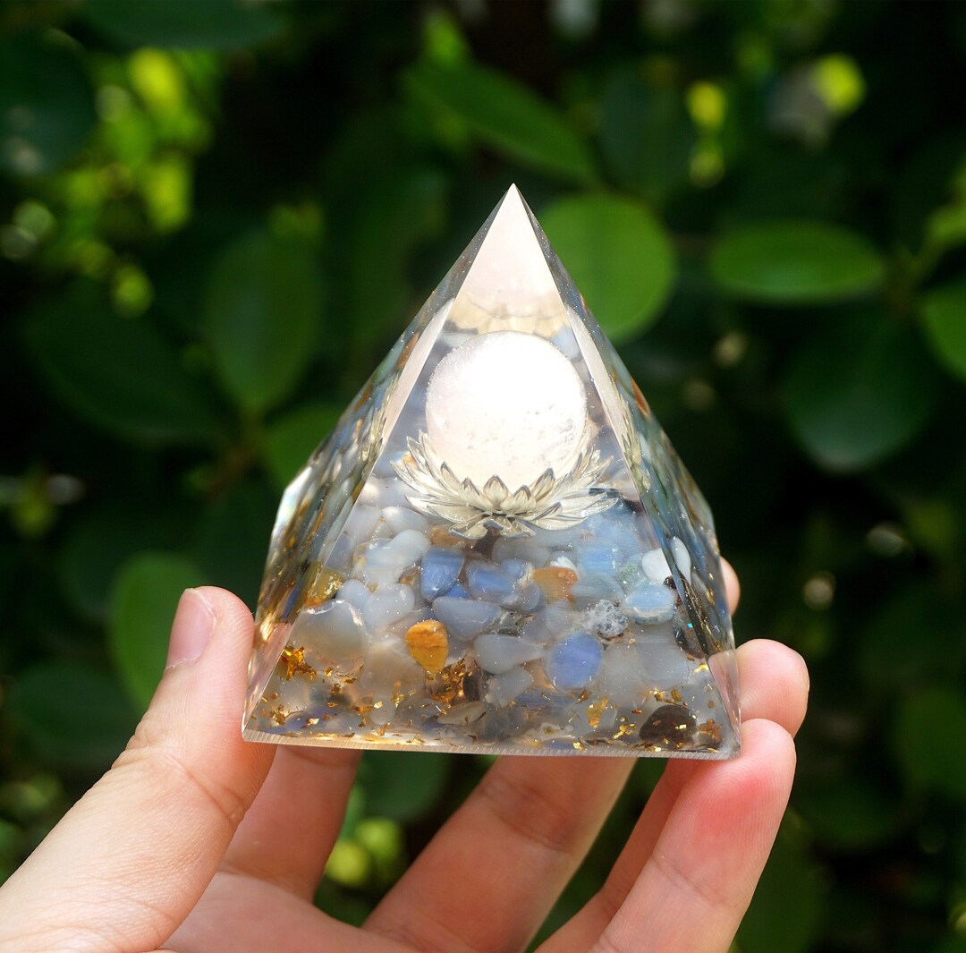 Orgonite Flower of Life Orgone Pyramid Rose Quartz/blue Agate Quartz ...