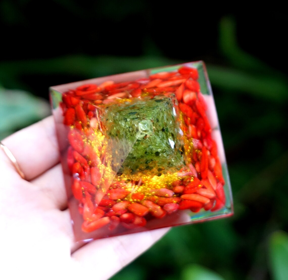 Tree of Life Orgonite Peridot With Red Coral Cristal Stone - Etsy