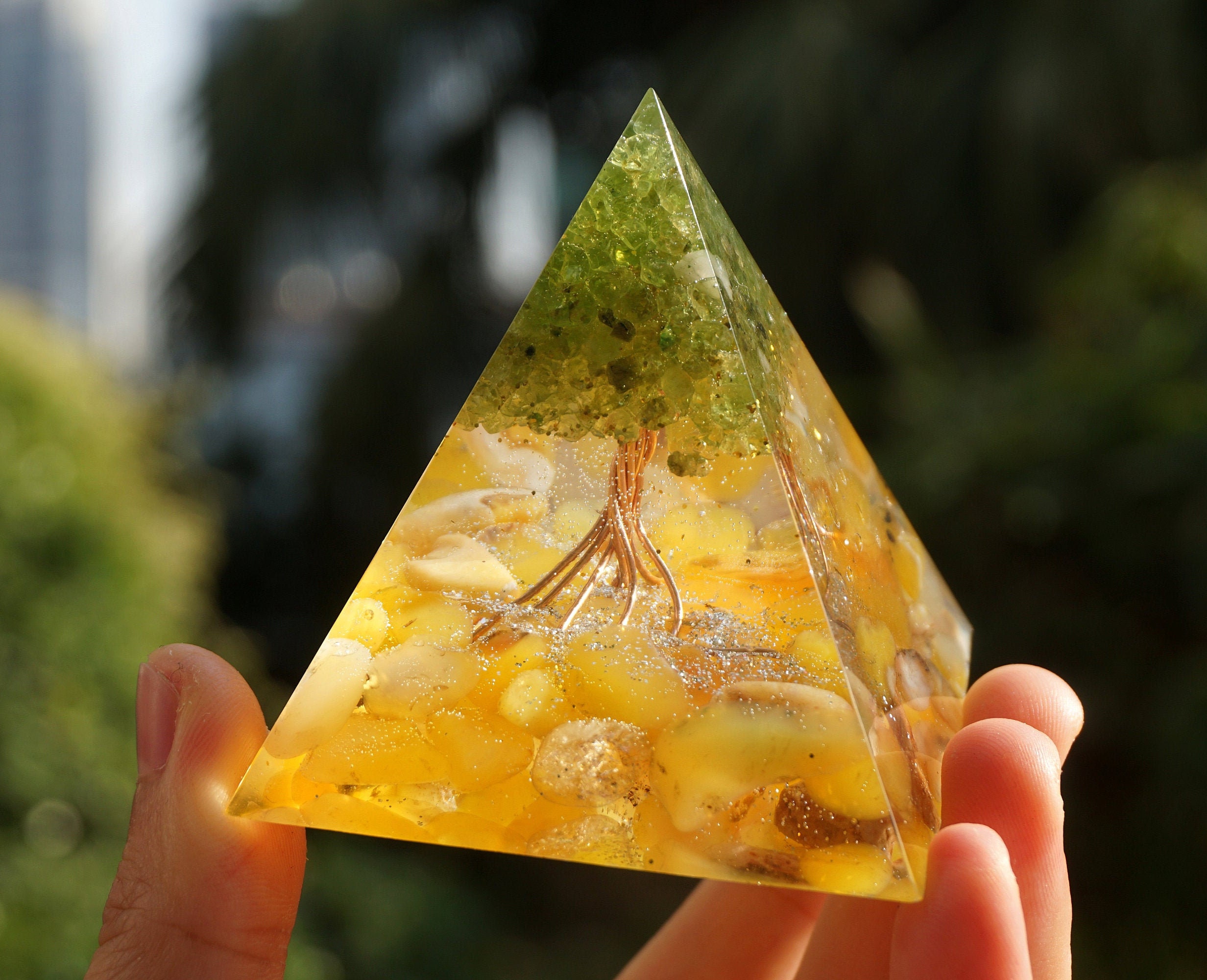 Tree of Life Orgonite Crystal Pyramid Peridot With Yellow - Etsy UK