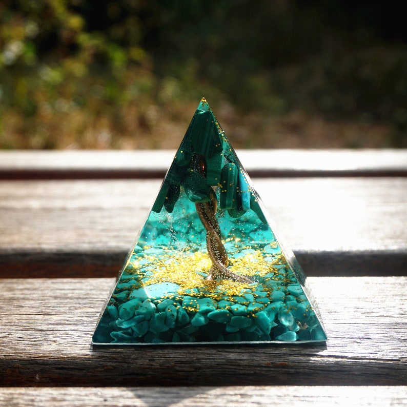 Orgone Pyramid Tree of Life Malachite With Turquoise Crystal - Etsy