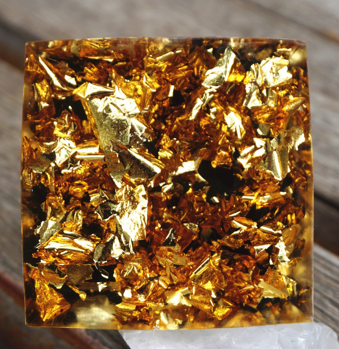 White Clear Crystal With Obsidian Quartz Pyramid Orgonite - Etsy