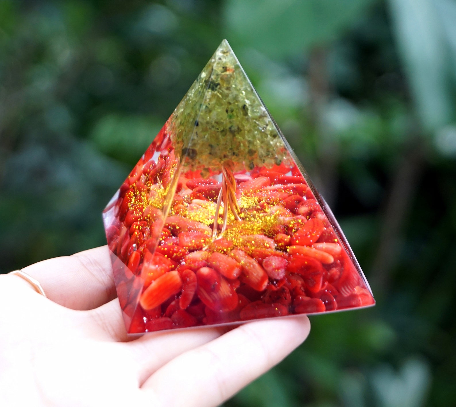 Tree of Life Orgonite Peridot With Red Coral Cristal Stone - Etsy