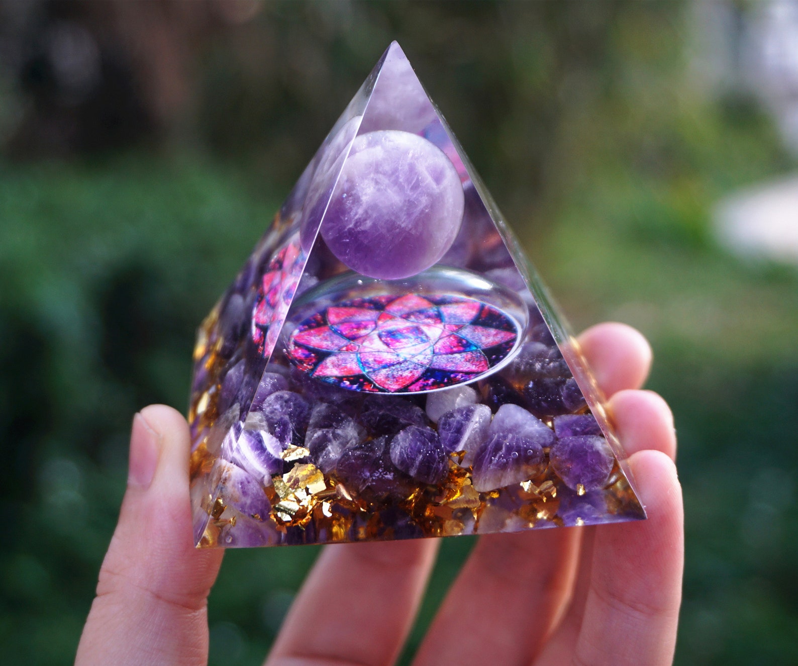Magic Orgonite Amethyst Crystal Sphere With Amethyst Natural - Etsy