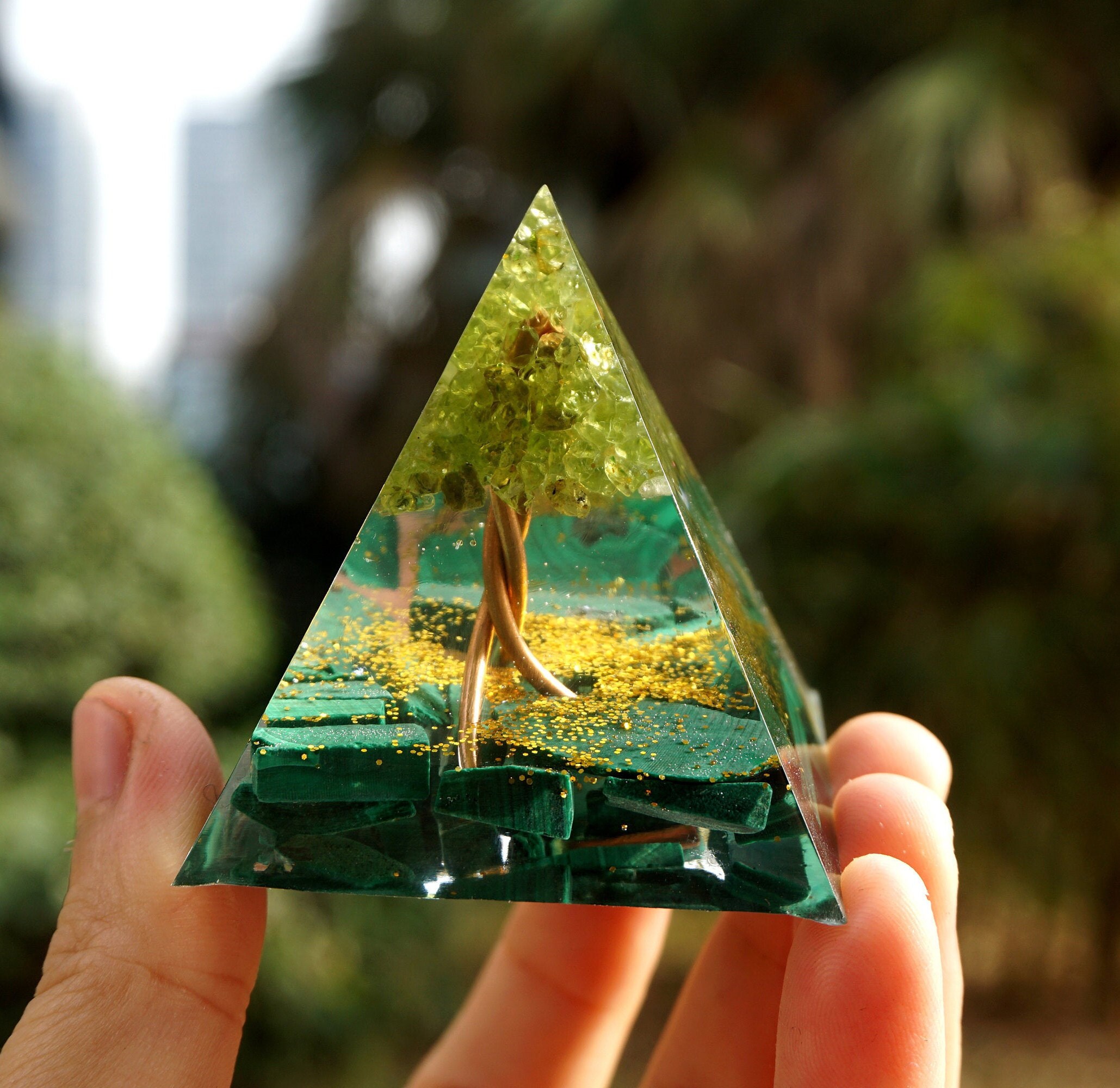 Tree of Life Orgone Pyramid Peridot&malachite Energy Chakra - Etsy
