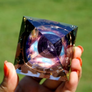 Galaxy Series Orgonite Amethyst Crystal Sphere With Obsidian Natural ...