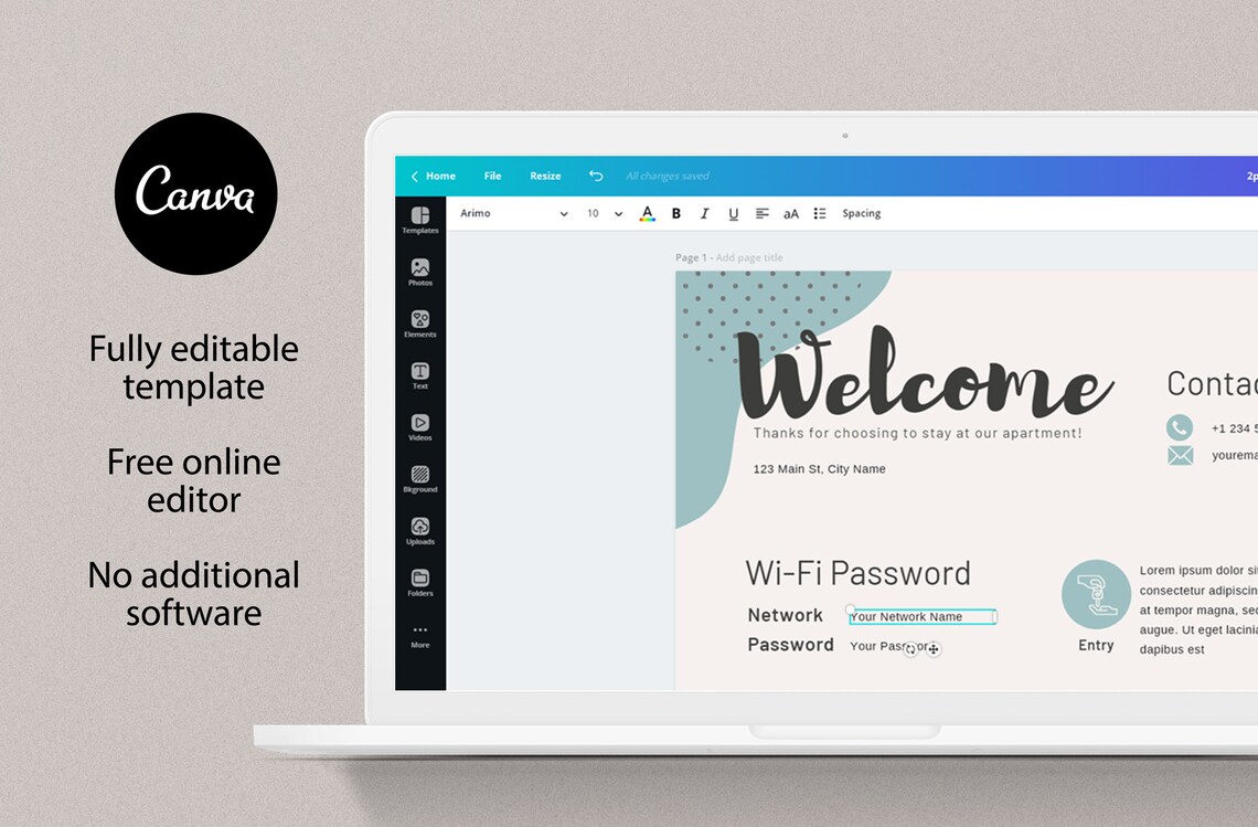 2 Page Quick House Manual Airbnb Welcome Template Canva Etsy