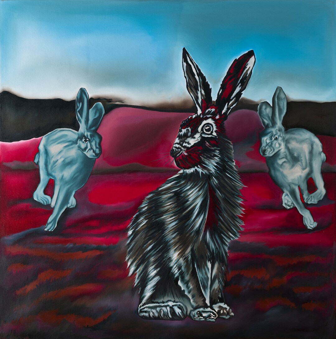 Original Surrealist Oil Painting on Canvas: Modern Rabbit Hole Art - Etsy