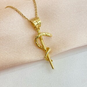 14K Yellow Gold Necklace Medical Mark Necklace Handmade Doctor Pendant ...