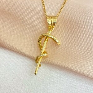 14K Yellow Gold Necklace Medical Mark Necklace Handmade Doctor Pendant ...
