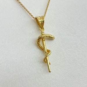 14K Yellow Gold Necklace Medical Mark Necklace Handmade Doctor Pendant ...