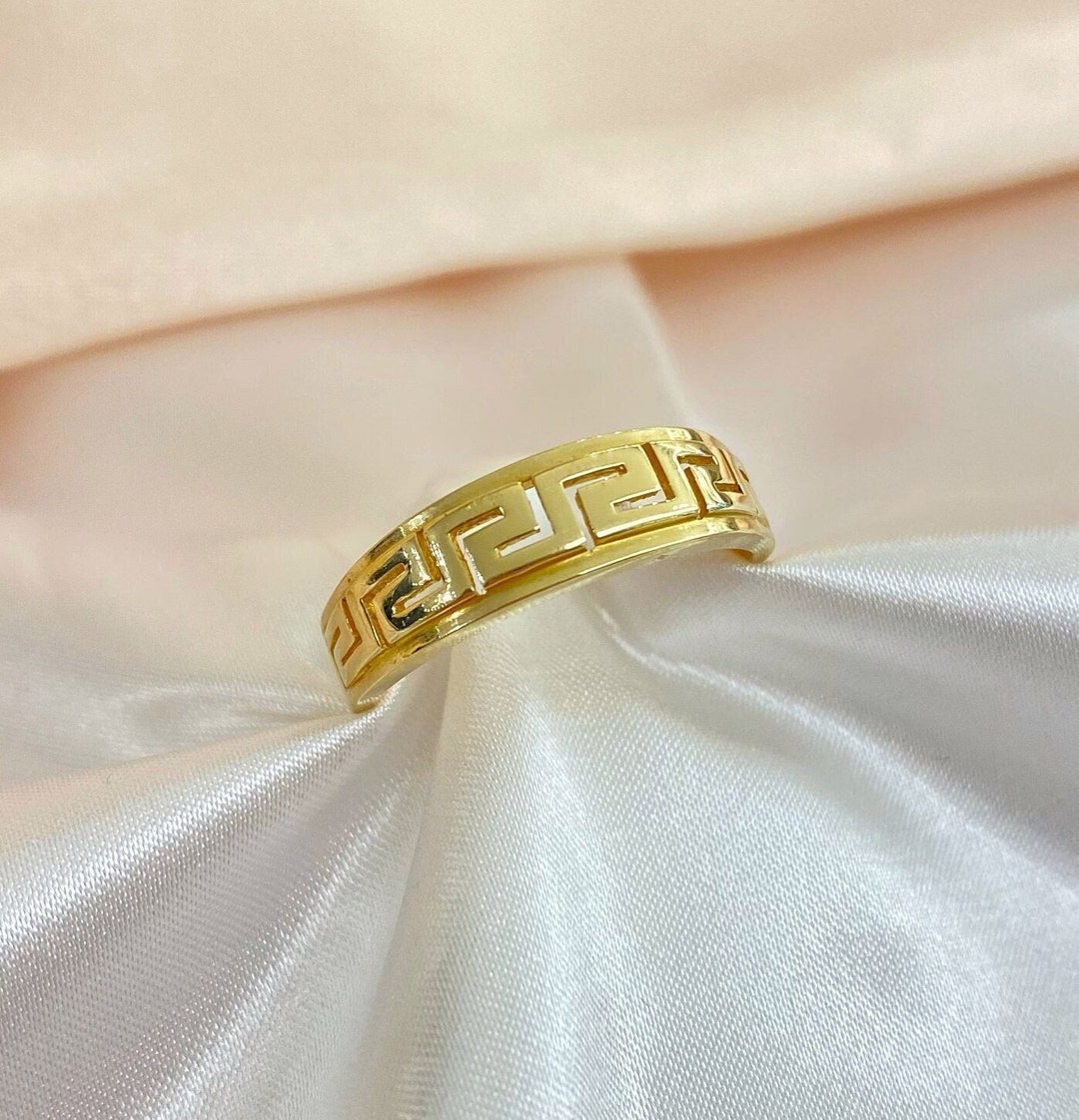 Handmade 14K Yellow Gold Greek Key Ring: Meander Design - Etsy
