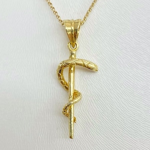 14K Yellow Gold Necklace Medical Mark Necklace Handmade Doctor Pendant ...