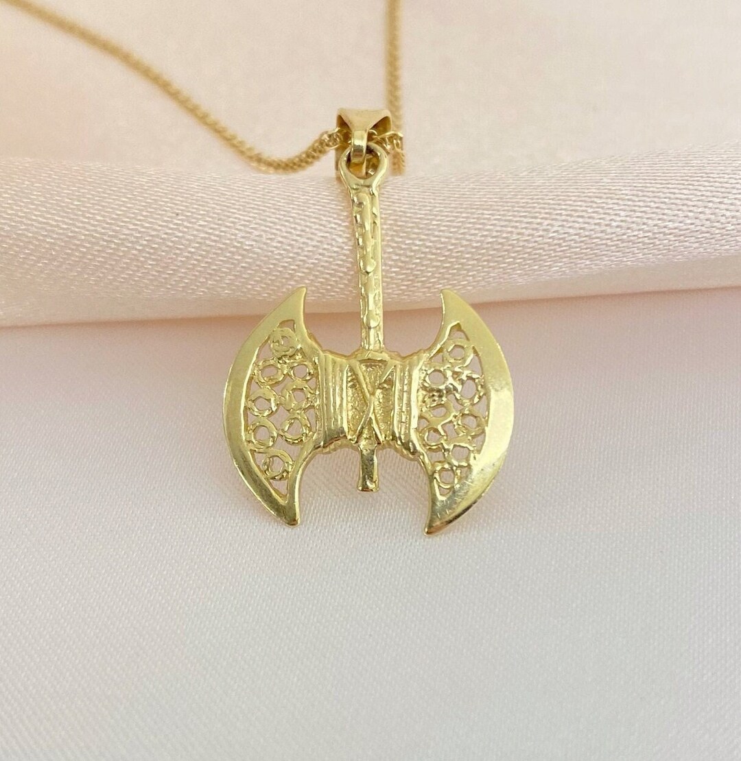 14K Yellow Gold Necklace | Handmade Jewelry | Axe Pendant | Jewelry ...