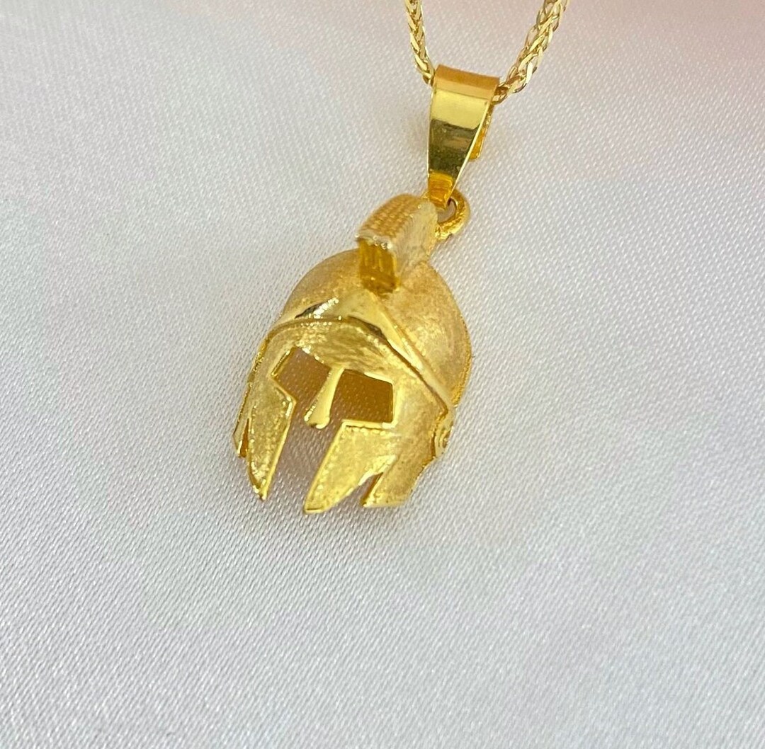 14K Yellow Gold Necklace Leonidas Helmet Necklace Handmade Jewelry ...
