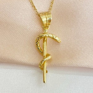 14K Yellow Gold Necklace Medical Mark Necklace Handmade Doctor Pendant ...