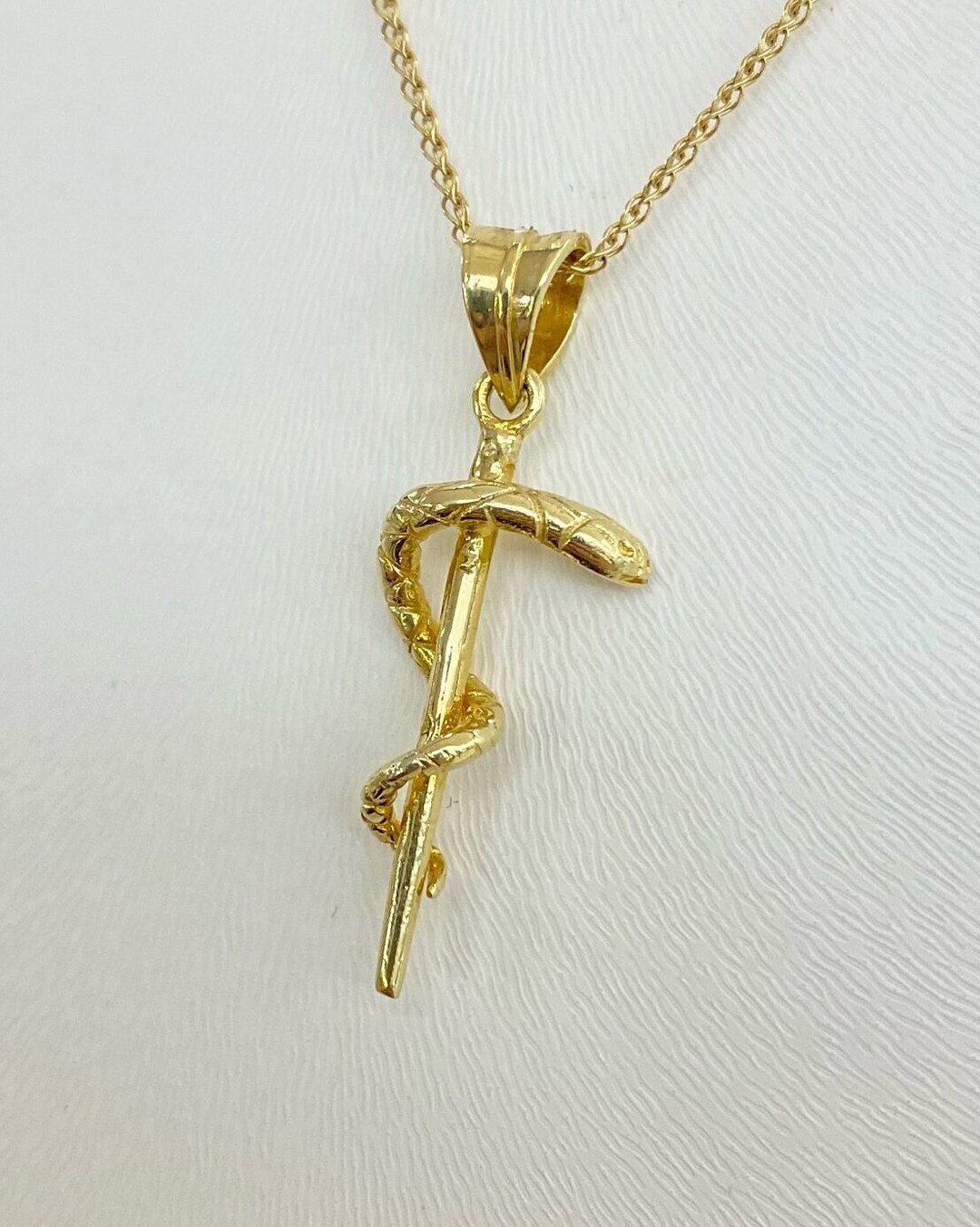 14K Yellow Gold Necklace Medical Mark Necklace Handmade Doctor Pendant ...