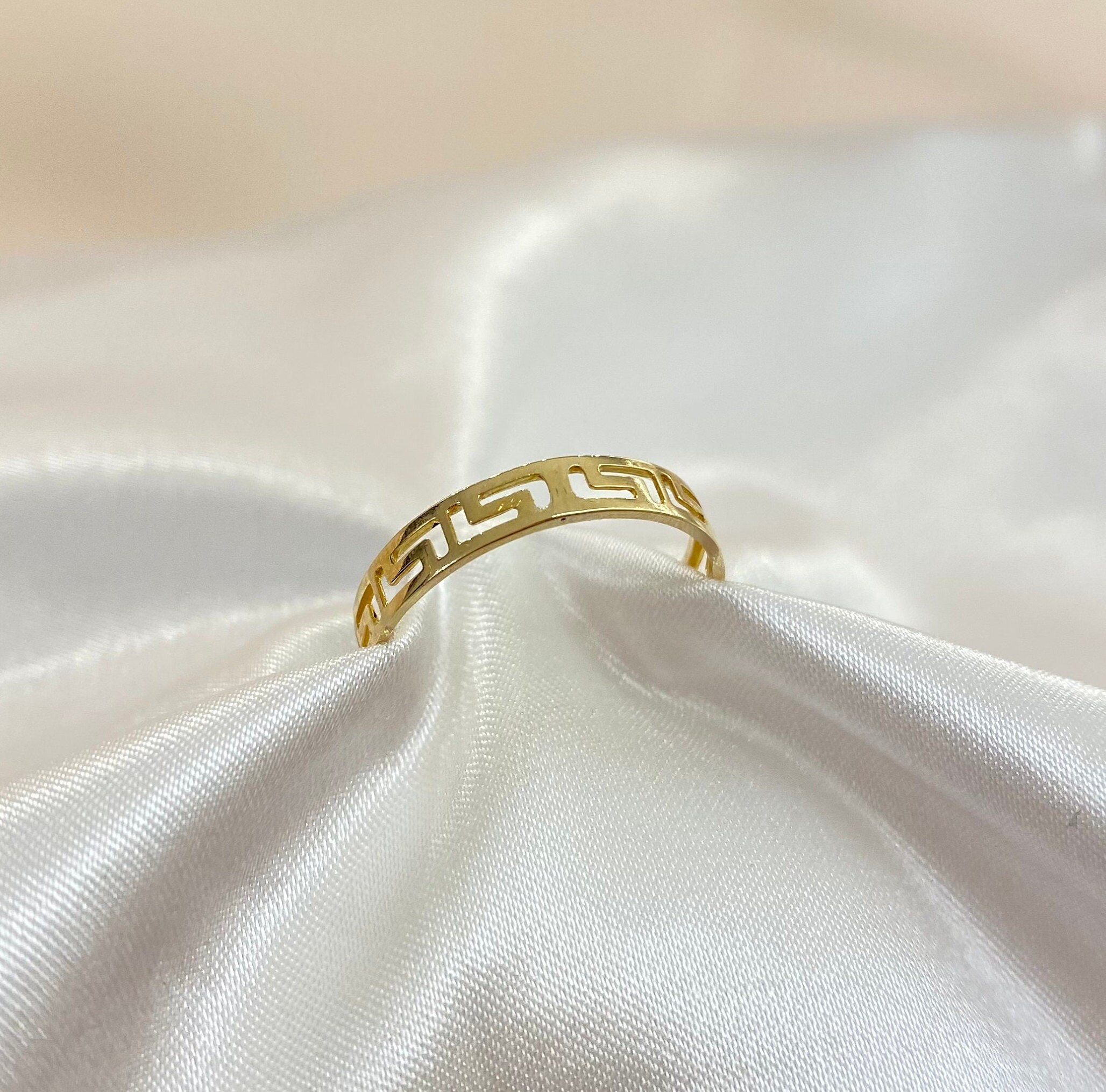 Handmade 14K Gold Greek Key Band Ring Greca Meander Ring Unique Greek ...