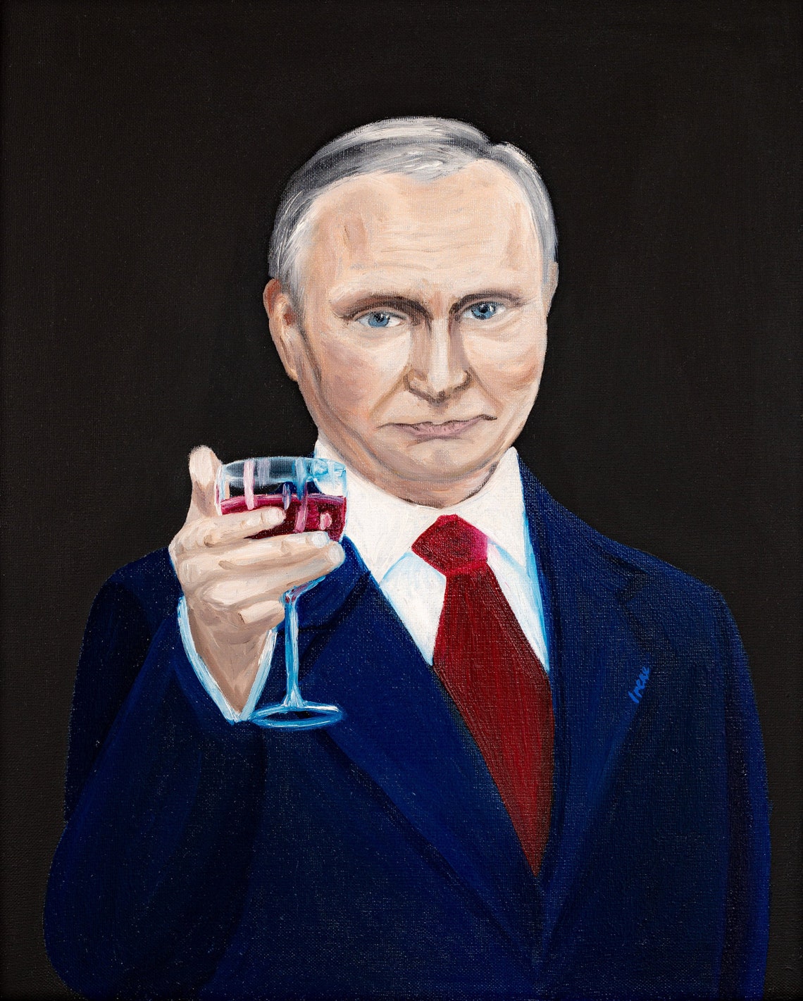 President Vladimir Putin with wine glass Russian leader | Etsy