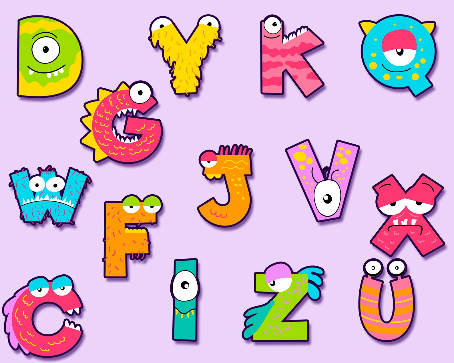 Monster Alphabet Clipart Monster Letters Clipart Party | Etsy