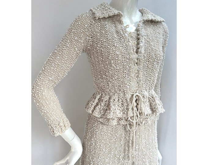 Stunning 1960s Pallas 100% Irish Linen Handloomed Crochet 3 Piece Set ...