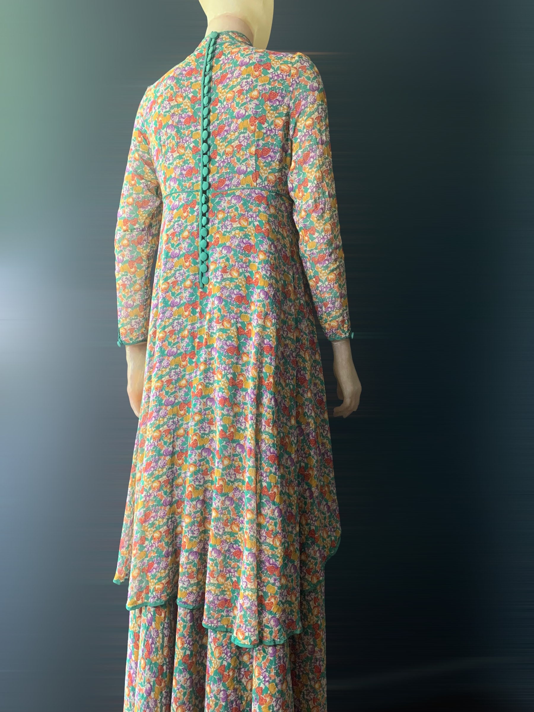 1970s Anna Belinda Floral Tiered Maxi Dress Keyhole Buttons - Etsy ...