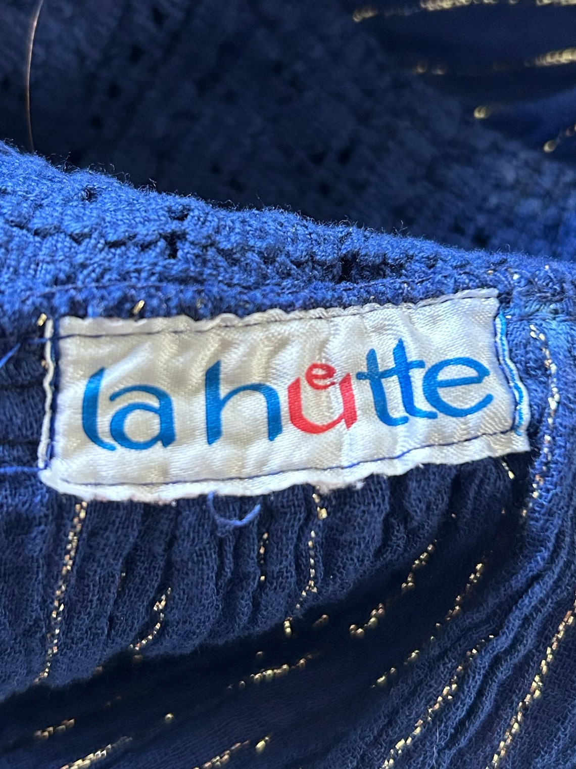 La Huette Bohemian Metallic 70s Blue Crinkle Cotton/muslin Dress With ...