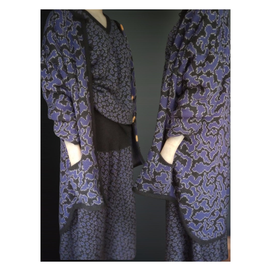1986 Bill Gibb 3 Piece Knitted Suit Top Skirt Cardigan SHE Magazine ...