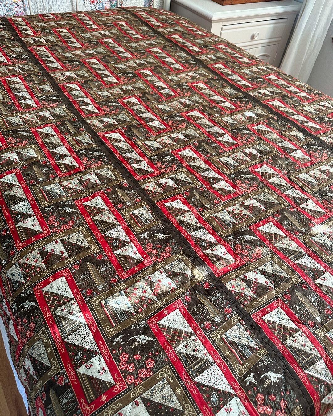 Antique 1870s “ Whole Cloth Cheater“ Quilt Made With a Printed Fabric ...