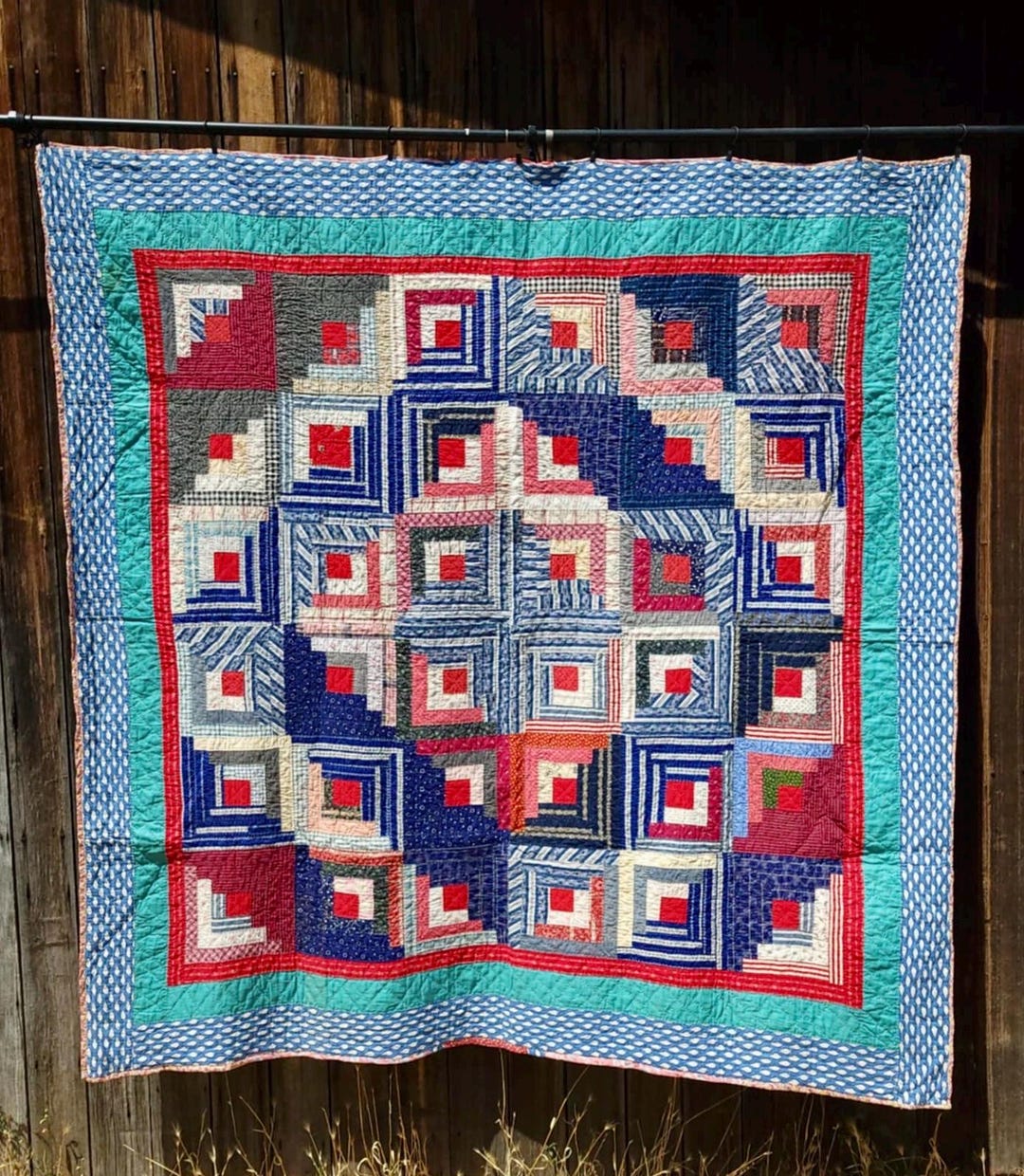 1930s Log Cabin Quilt, Pennsylvania Barn Raising Design - Etsy