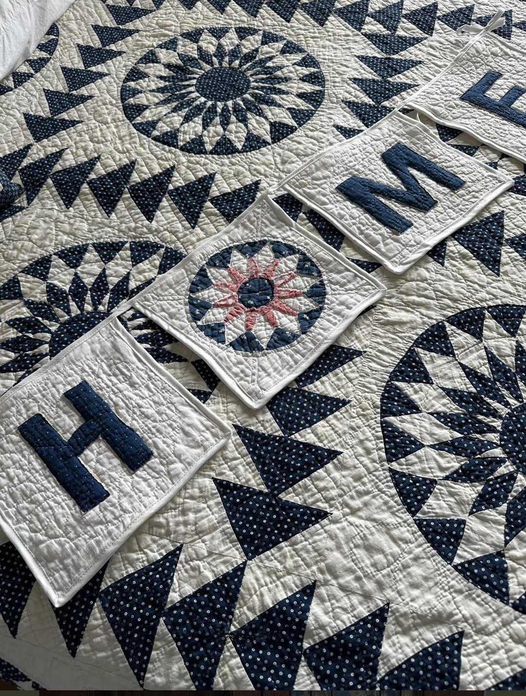 Beautiful Vintage Quilt Banner HOME 1880s Indigo Blue - Etsy