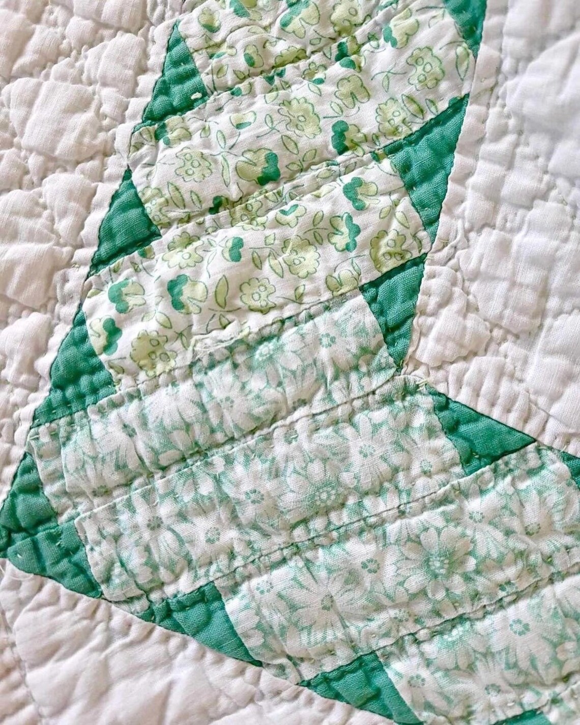 Lovely Vintage 40s Spring Green and White brick Wall Zig Zag Quilt - Etsy