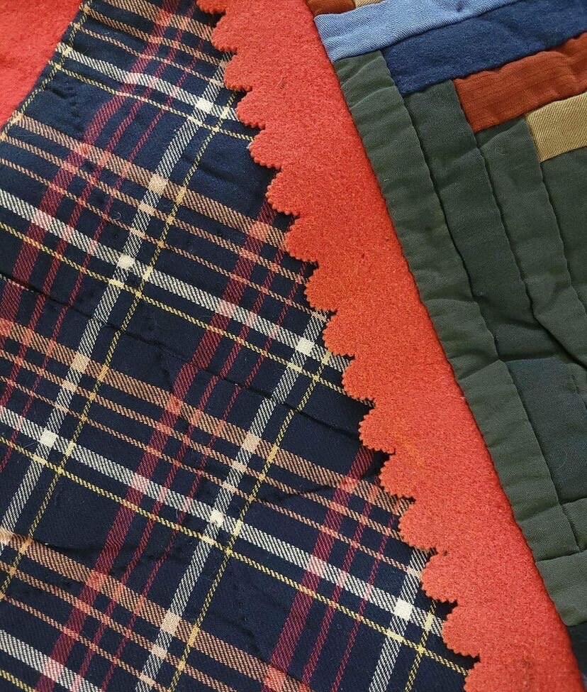 Incredible Mennonite Antique Amish Red and Black Log Cabin Quilt With ...