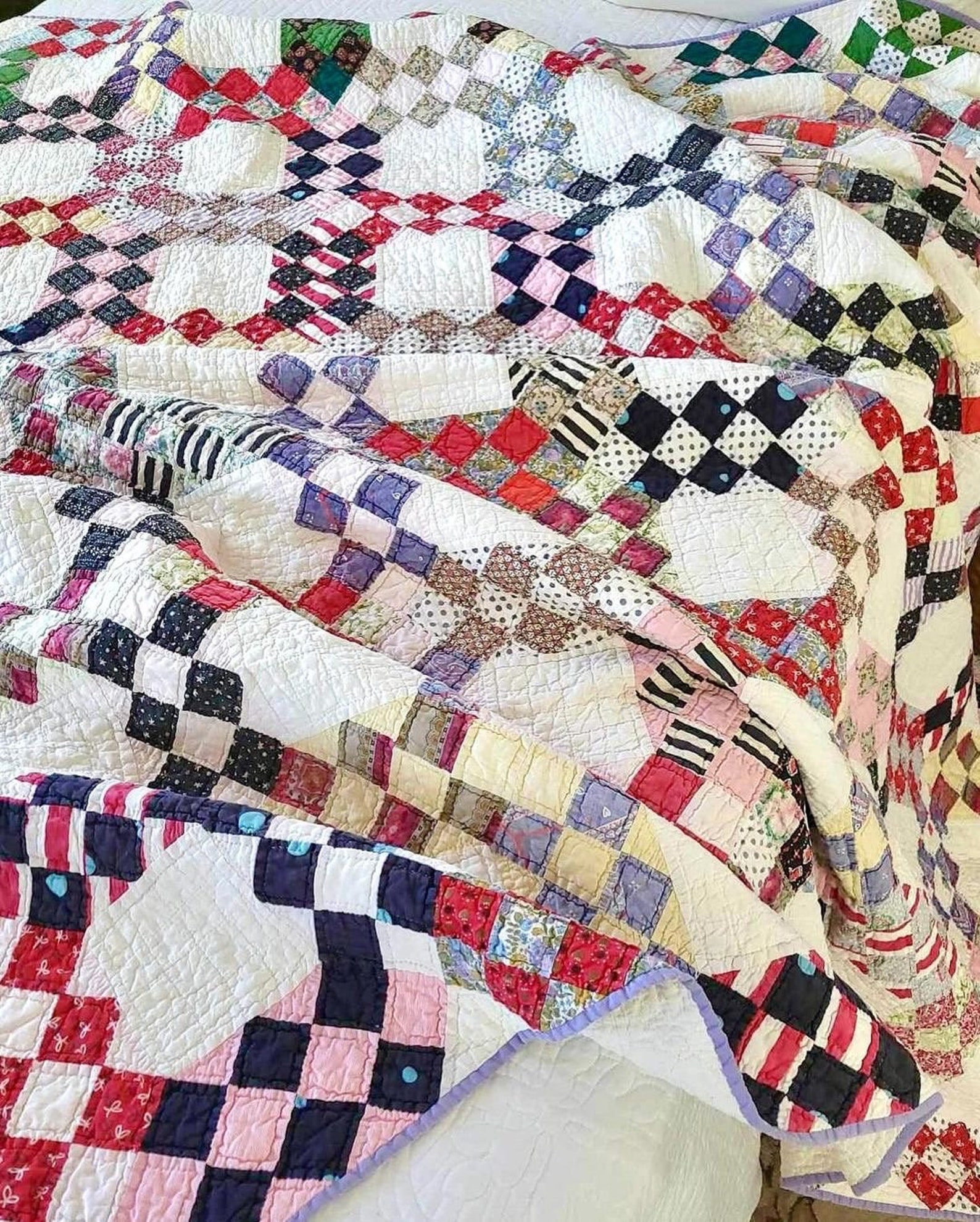 Patriotic 1940s irish Chain Quilt With Presidential Print - Etsy