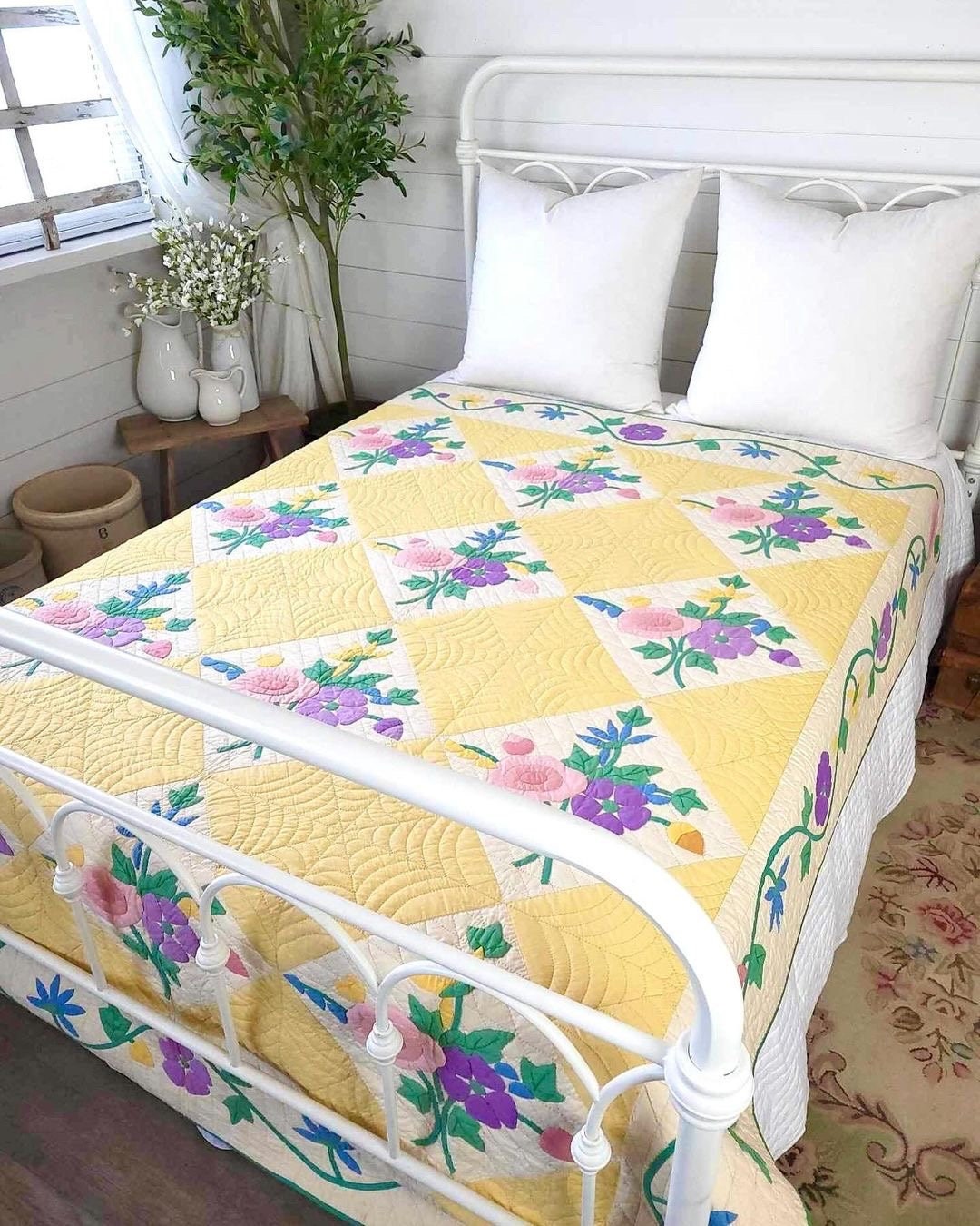 Glorious Yellow and Light Cream flower Bouquet Quilt - Etsy