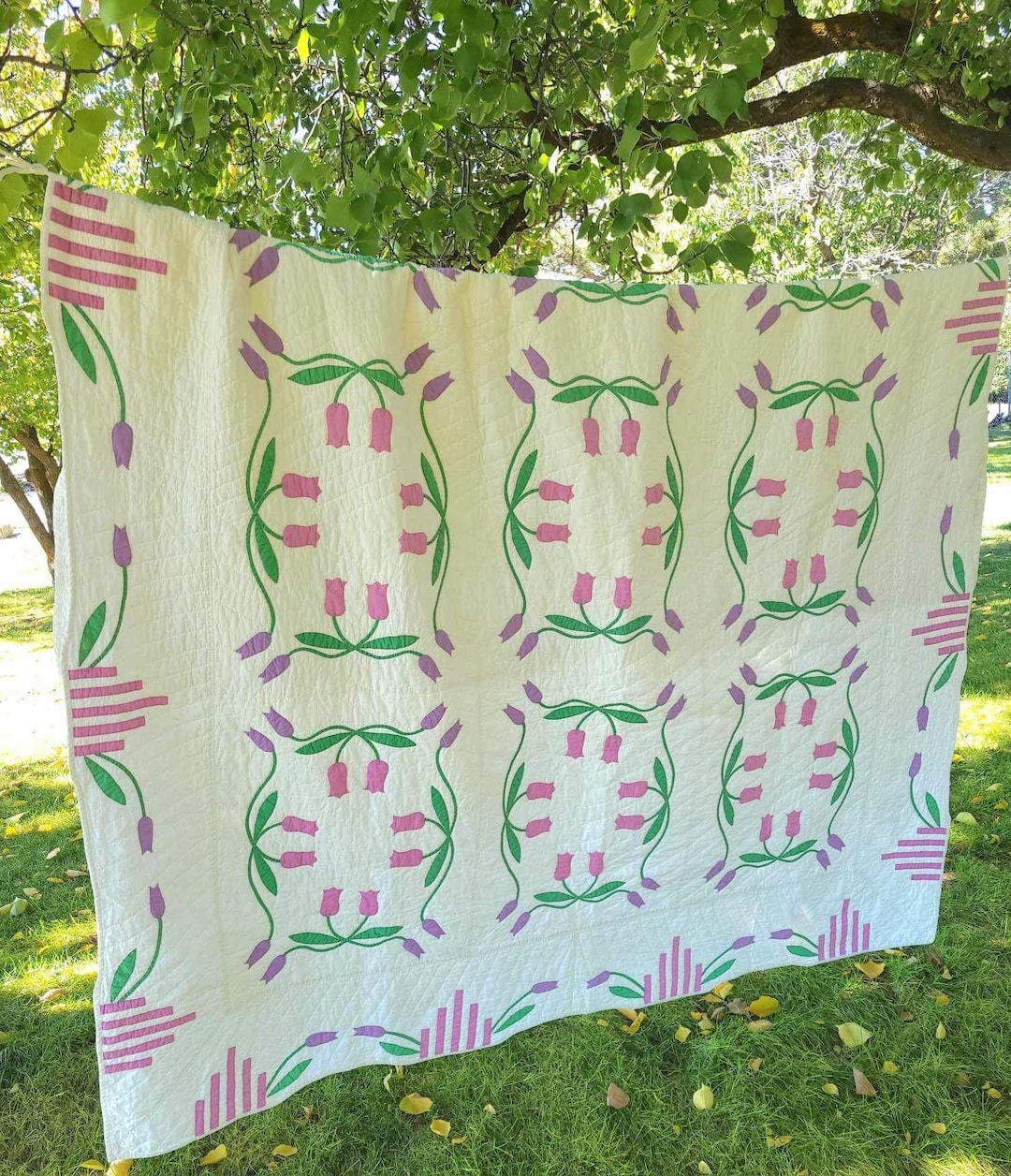 Marie Webster May Tulips C1930 Vintage Purple and Green Applique Tulip ...