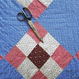 Gorgeous Antique 1870s Lancaster Blue and Cinnamon Pink nine Patch on Point Quilt - Etsy