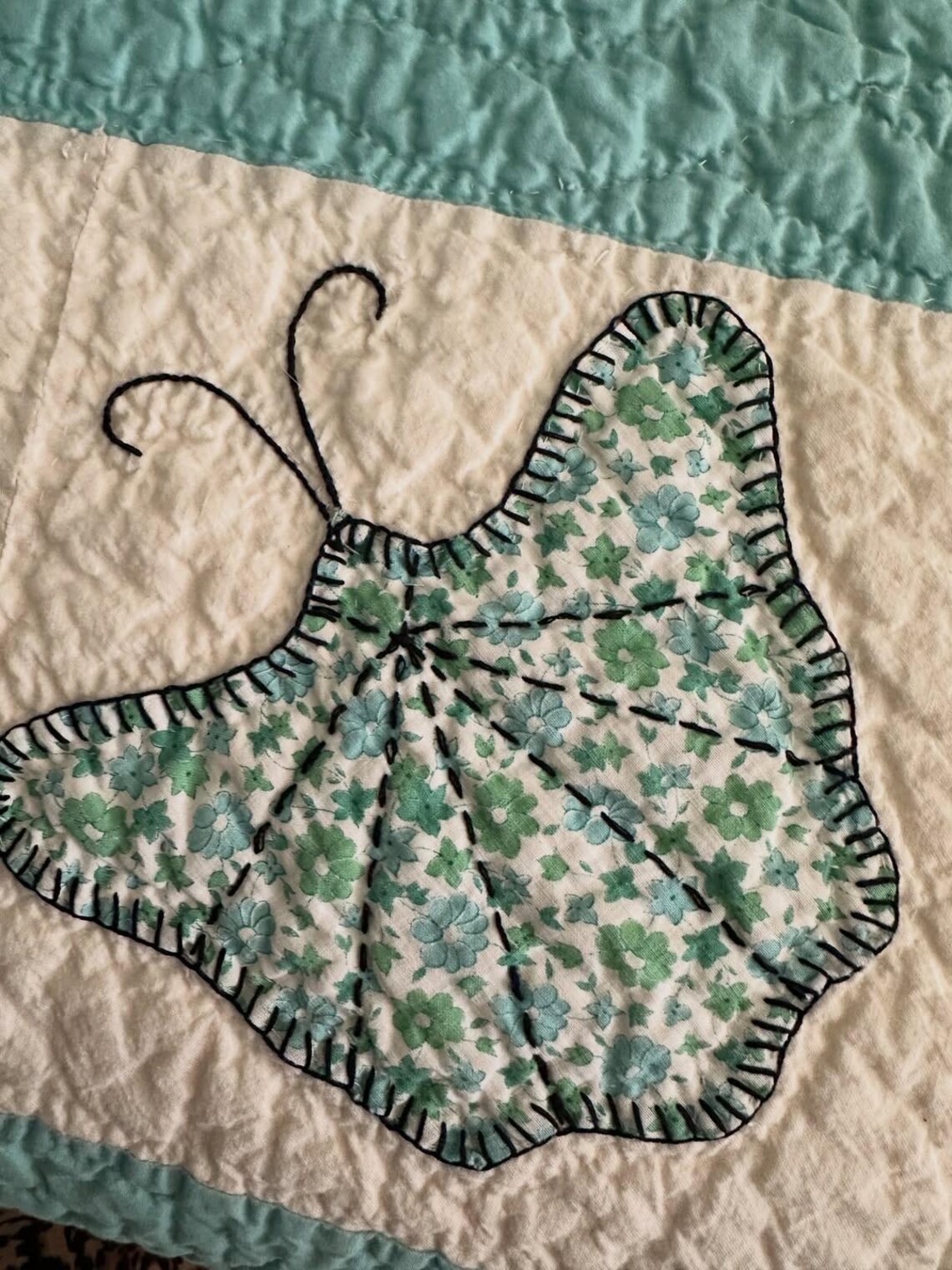 Gorgeous Vintage Feed Sack “butterflies” Quilt With a Sea Glass Blue ...