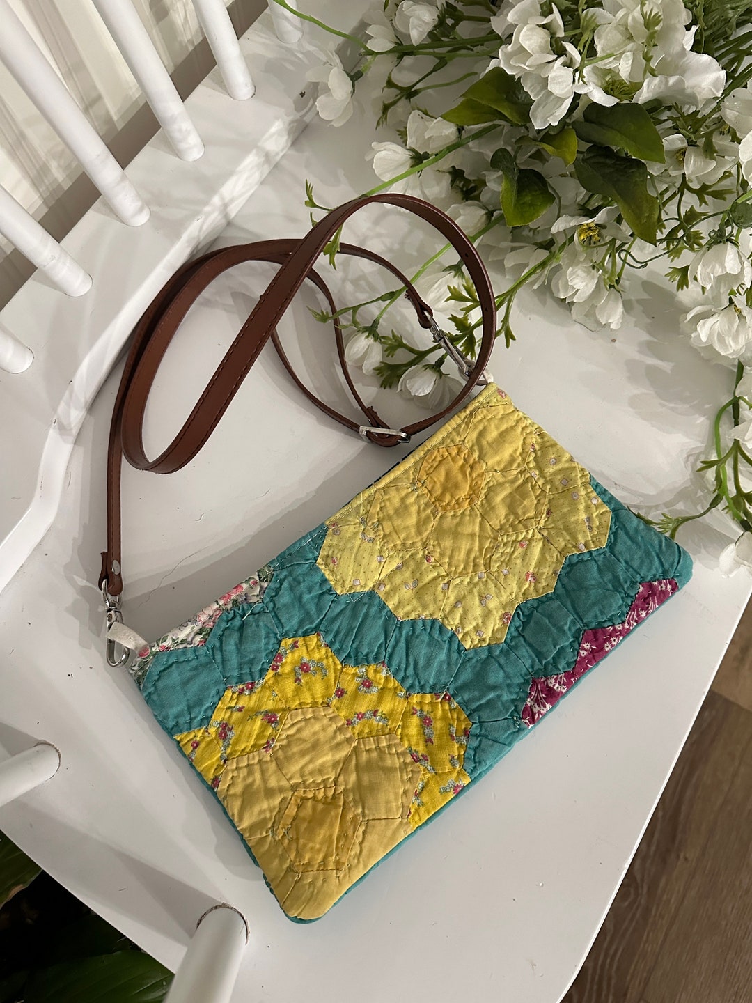 Vintage Flower Garden Crossbody QUILT Bag Wallet - Etsy