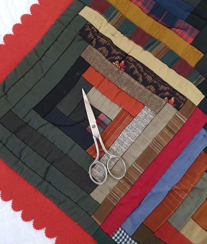 Incredible Mennonite Antique Amish Red and Black Log Cabin Quilt With ...