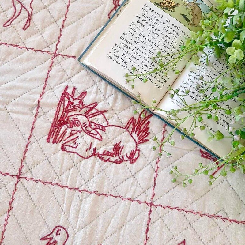 Redwork Quilt - Etsy