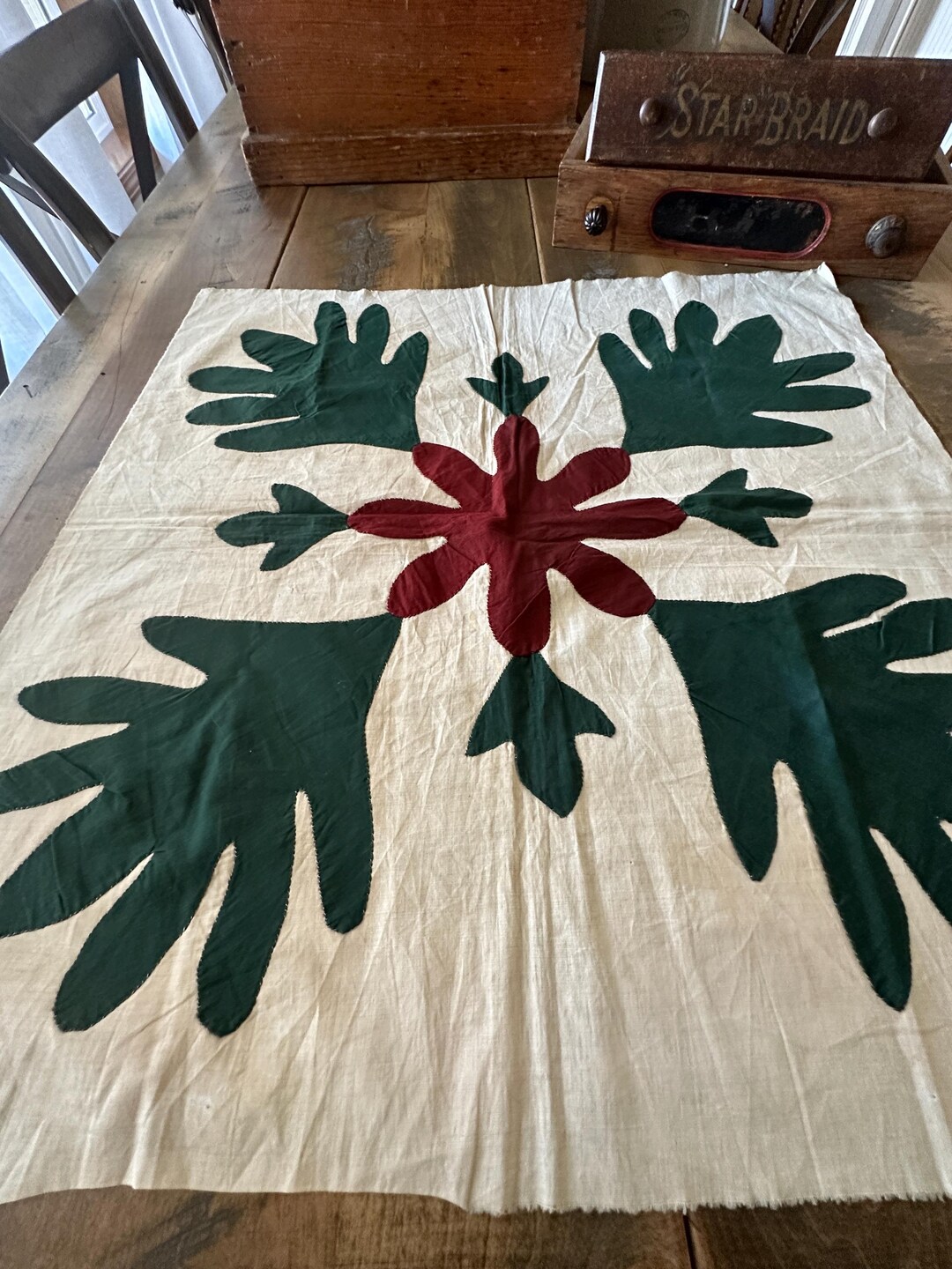 Antique Applique Quilt Block green Cranberry - Etsy