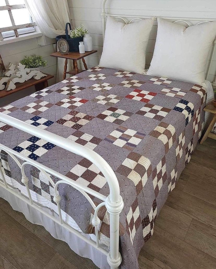 Gorgeous Chocolates of the 1870s Antique Nine Patch Quilt From PA - Etsy