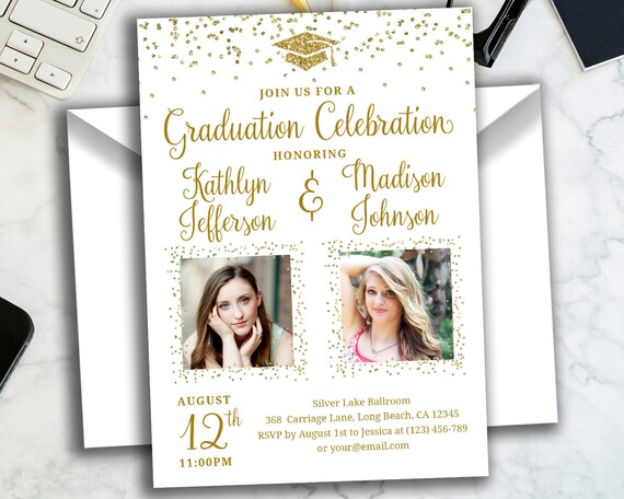 Digital or Printed Twin Graduation Invitations 2022 Double - Etsy