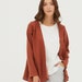 DENICE Wrap Brown Colour Linen Jacket, Short Linen Cardigan, Brown Long ...