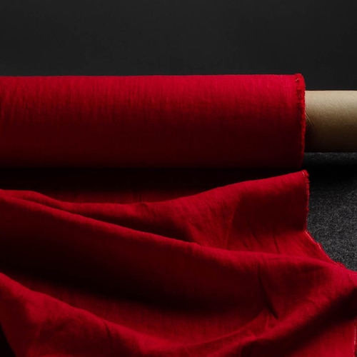 Bright Red Colour Medium Weight Linen Fabric Supply Royal Red - Etsy
