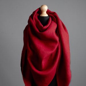 Extra Large BRIGHT RED Linen Shawl for Women, Large RED Linen Unisex ...