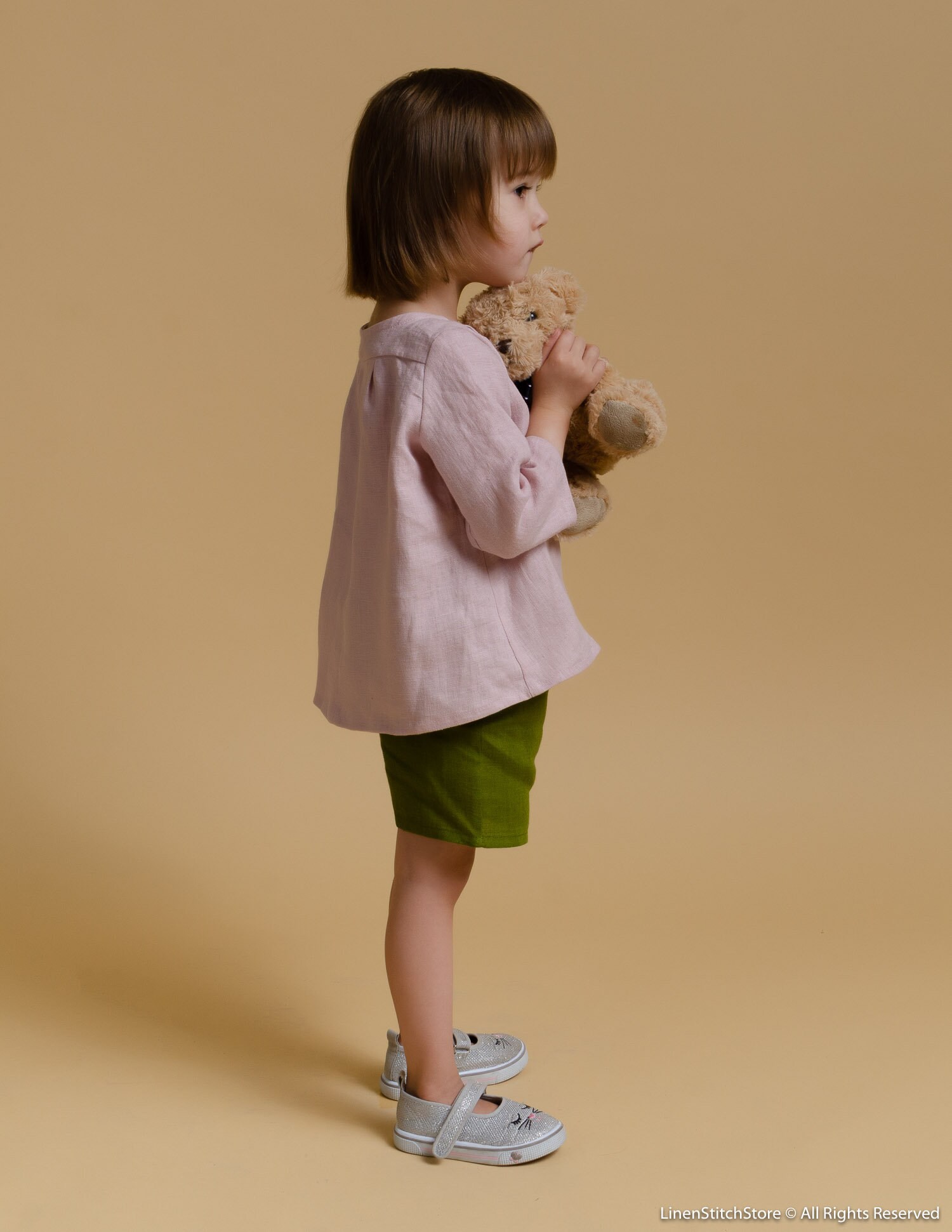 MINI LUCY Linen Dusty Pink Color Toddler Girl Blouse Light - Etsy